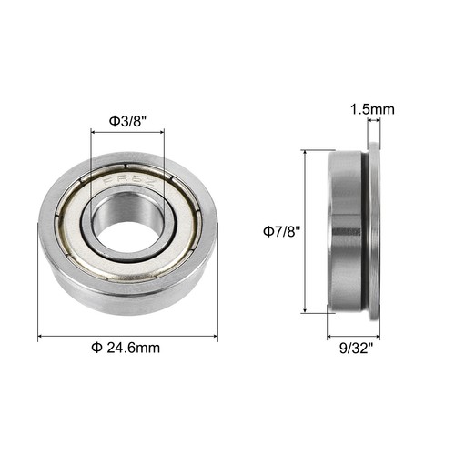 4pcs FR6ZZ Flanged Ball Bearing 3/8x7/8x9/32" Chrome Steel Flange ...