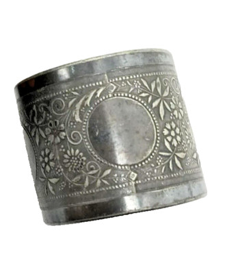 Pewter Repousse Napkin Silverware Ring Flower Floral Raised Vintage | eBay