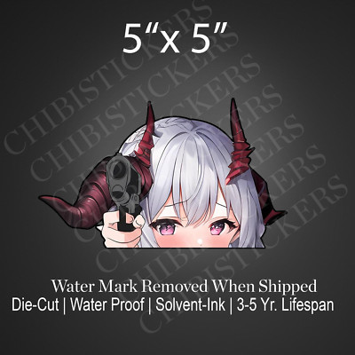 Gun Girl Weapon Combat Waifu Kawaii Peeker Anime Vinyl Sticker ...