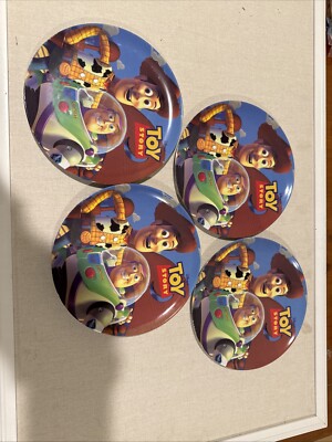 4 Disney Pixar Toy Story Dinnerware Plates Hasbro 1995 Great Condition ...