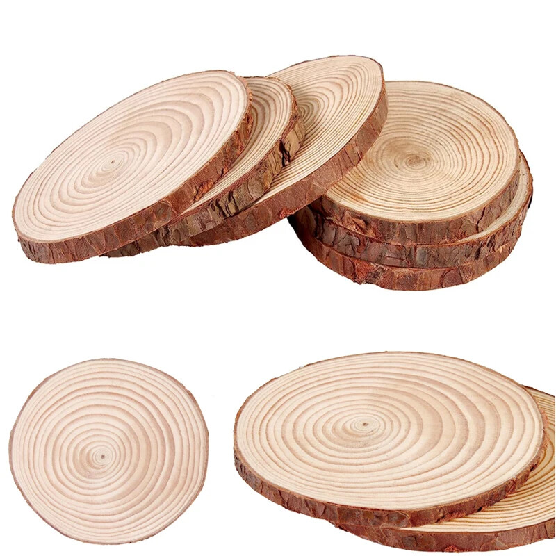 Natural Pine Round Wood Slices with Bark DIY Crafts Perfect for ...
