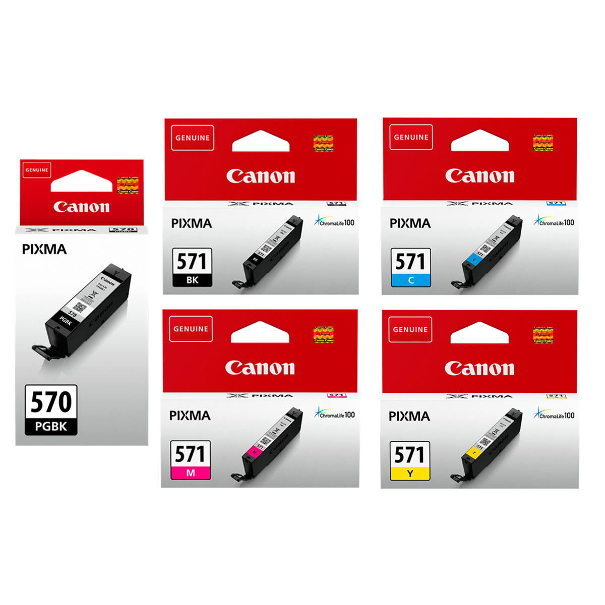 Canon PGI-570Bk, CLI-571B, CLI-571C, CLI-571M, CLI-571Y - Set of 5 ...