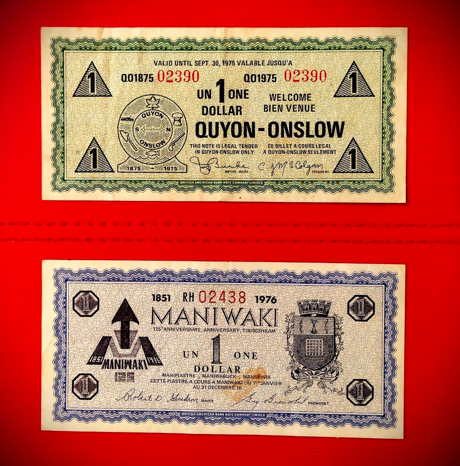 Lot of Canadian VINTAGE CANVAS MONEY BAG + PROMISSORY NOTES + SOUVENIR ...