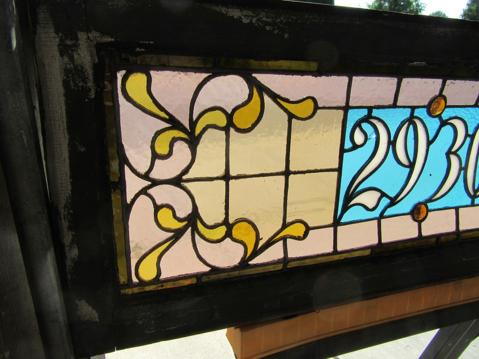 ~ ANTIQUE STAINED GLASS TRANSOM WINDOW ~ 36 x 14 ~ ADDRESS 2930 ...