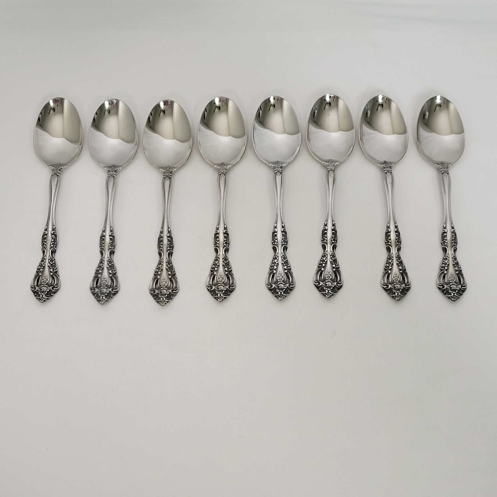Set of 8 Oneida Michelangelo Cube Stainless Heirloom Dinner Spoons ...