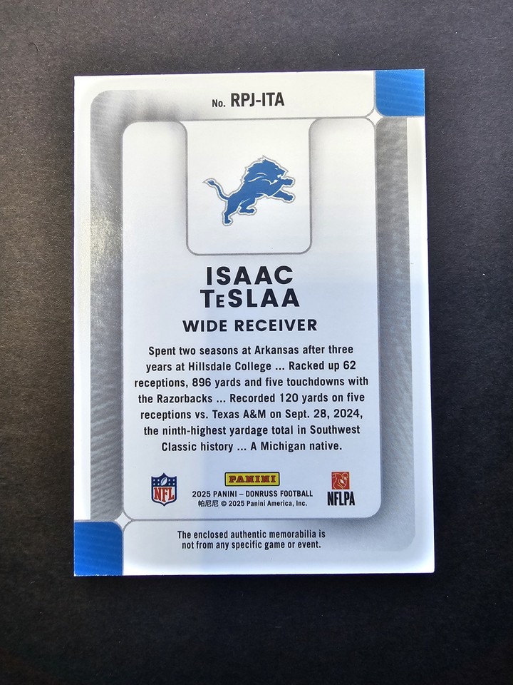 2025 Panini Donruss Isaac Teslaa 🔥Rookie Phenom Jerseys #RPJ-ITA ...