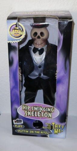 Gemmy Hip Swinging Dancing Skeleton w/Top Hat "Puttin' On The Ritz ...