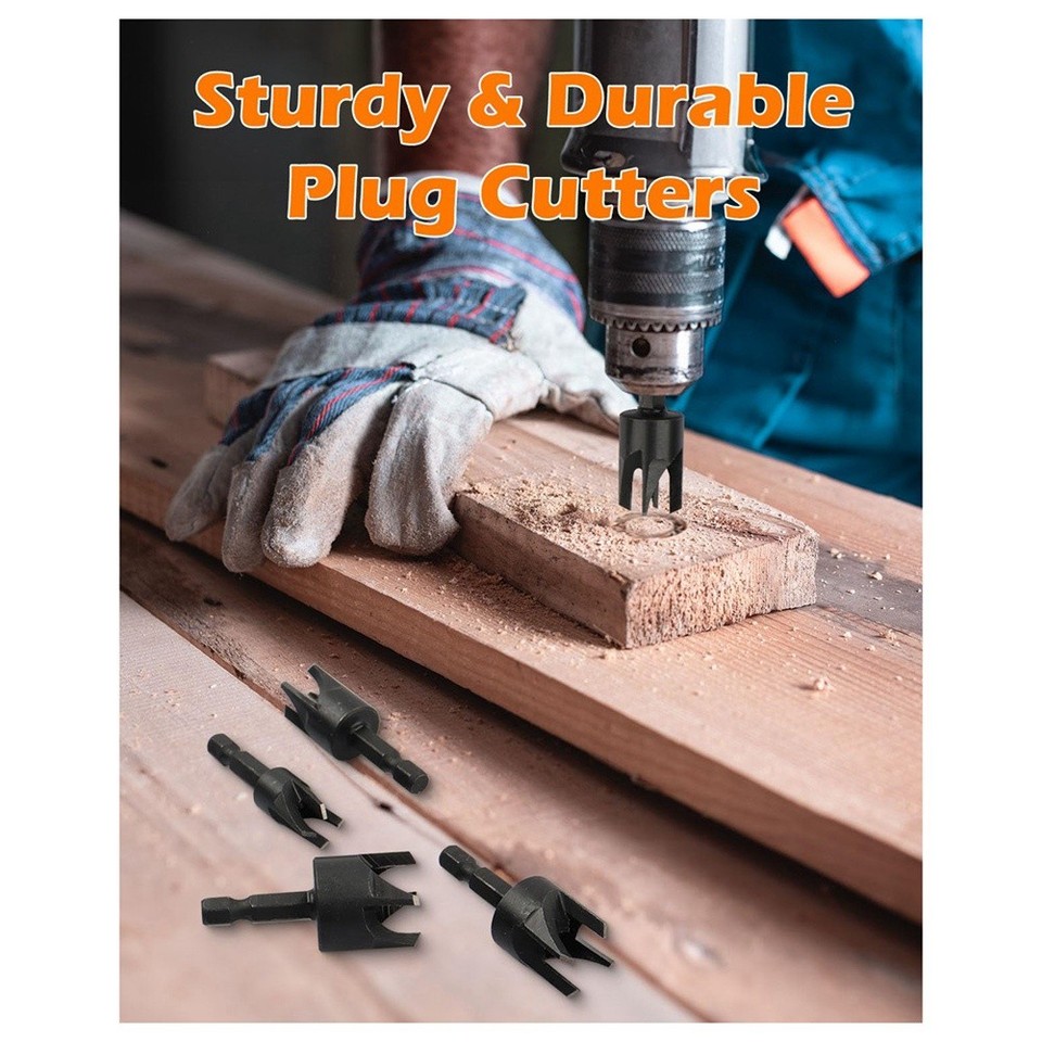 2X(Plug Cutter, 8Pcs Wood Plug Cutters Drill Bit Set with 1/4 Hex Shank ...