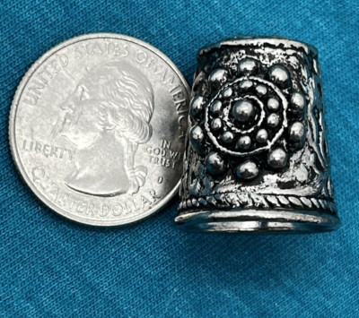 Vintage Souvenir Thimble - Pewter Flower Design | eBay