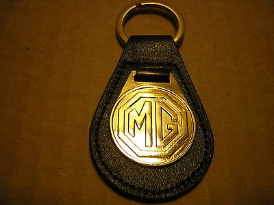 MG KEY RING LEATHER SOLID BRASS FOB + 1 FREE | eBay UK