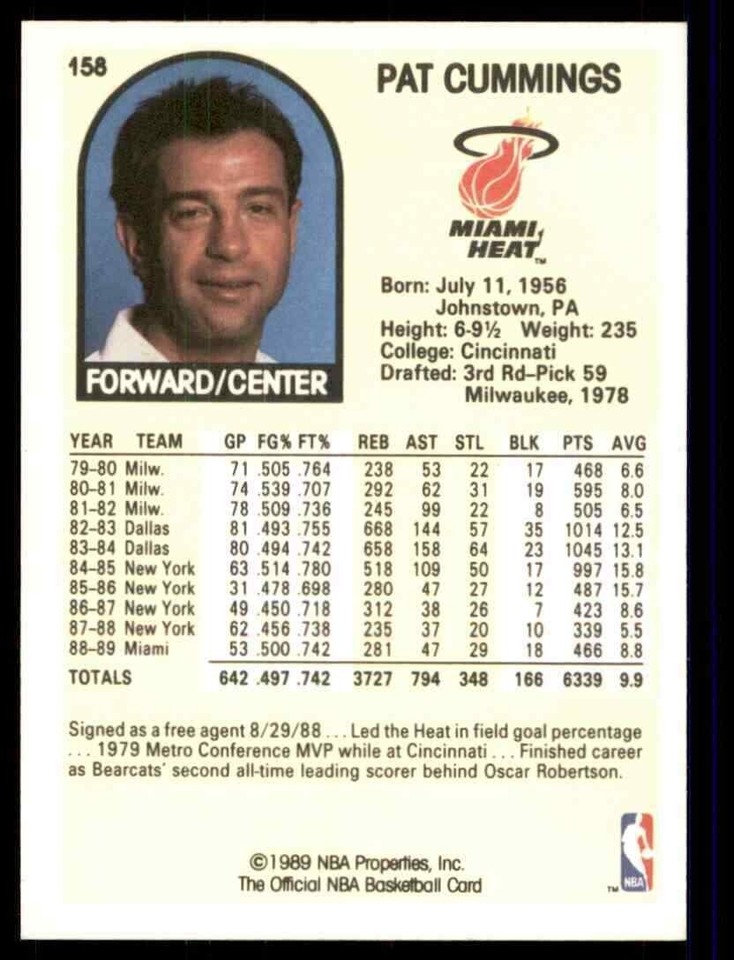 1989-90 NBA Hoops Pat Cummings #158 | eBay