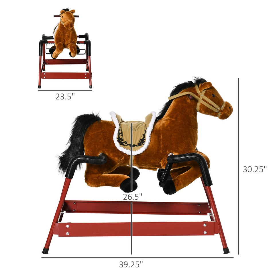 Plush Horse Ride on Kids Spring Rocking Horse Interactive with ...