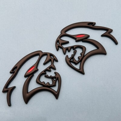2x Devil Cat Hellcat Side Emblem Black Badge 3D Rear Red Eye Decals ...