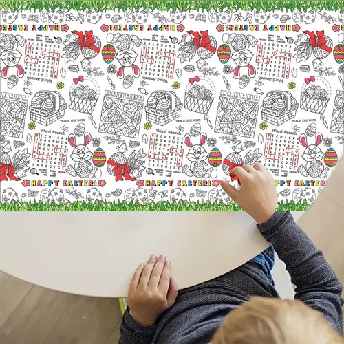 Easter Doodle Tablecloth Supplies Table Cover for Game Activity Easter ...