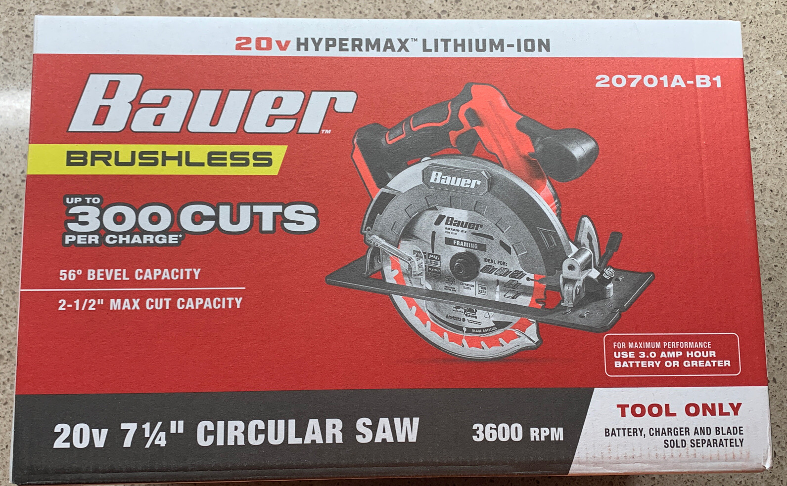 NEW NIB BAUER 20V Brushless Cordless 7-1/4 in. Circular Saw Tool Only ...