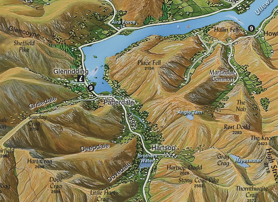 LAKE DISTRICT MAP - FLAT MAP OF THE LAKE DISTRICT. A2 SIZE LAMINATED ...