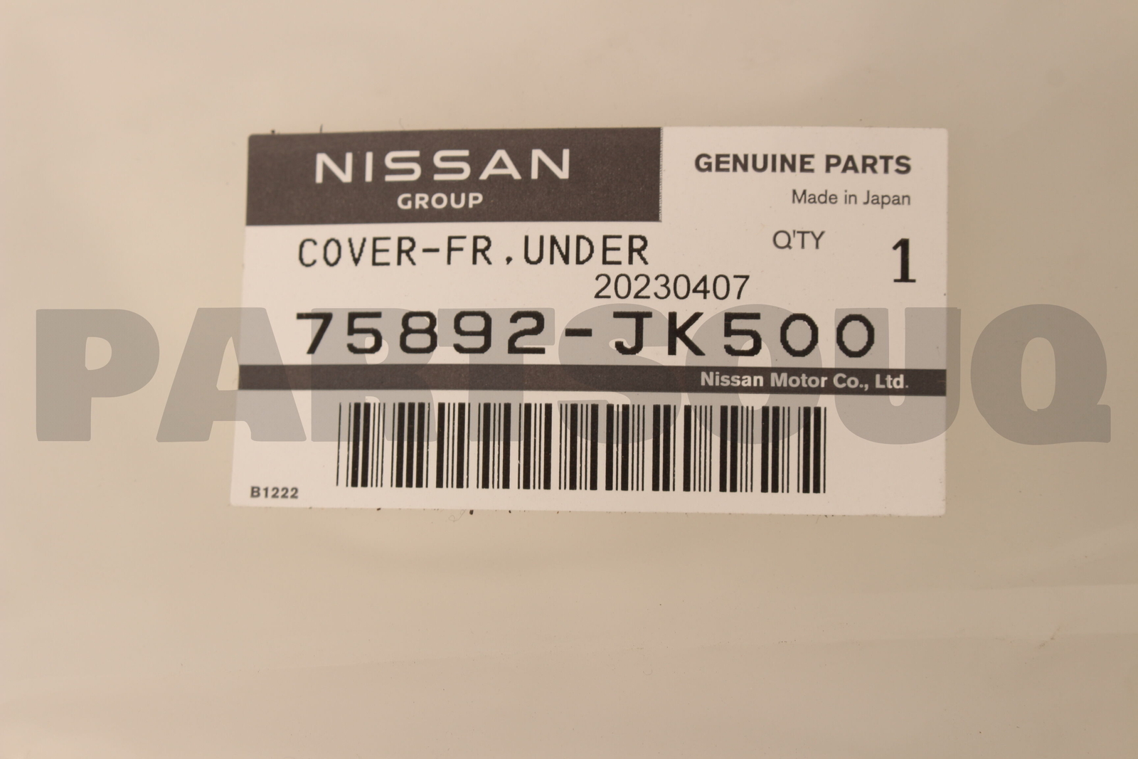 75892JK500 Genuine Nissan COVER-FRONT UNDER 75892-JK500 | eBay