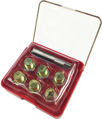 7pc M15 x 1.5 Oil Pan Thread Repair Kit Set Sump Drain Plug Repair Tool ...