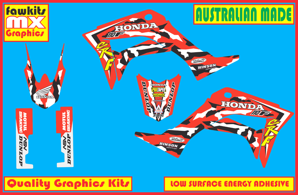 HONDA CRF 110F 2019-2025 MX GRAPHICS KIT STICKER KIT DECALS STICKERS ...