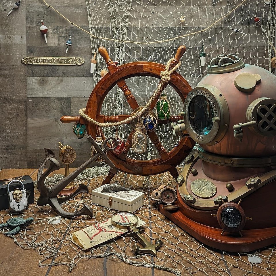 Natural Wood Premium Handmade 24" Pirate's Boat Ship Wheel Maritime ...