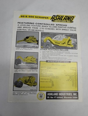ASHLAND SALES SHEET 60 600 SCRAPER 45 450 SPECIFICATION INFORMATION ...