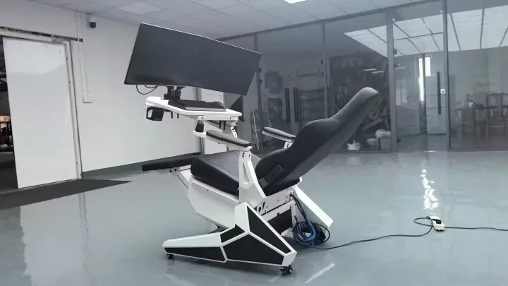 Gaming Cockpit Ergonomic Recliner Chair Workstation with Dual Monitor ...