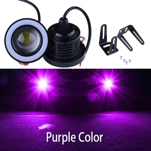 2X 3" Car Projector LED Purple Fog Light Lamp Round Halo Angel Eye Ring ...
