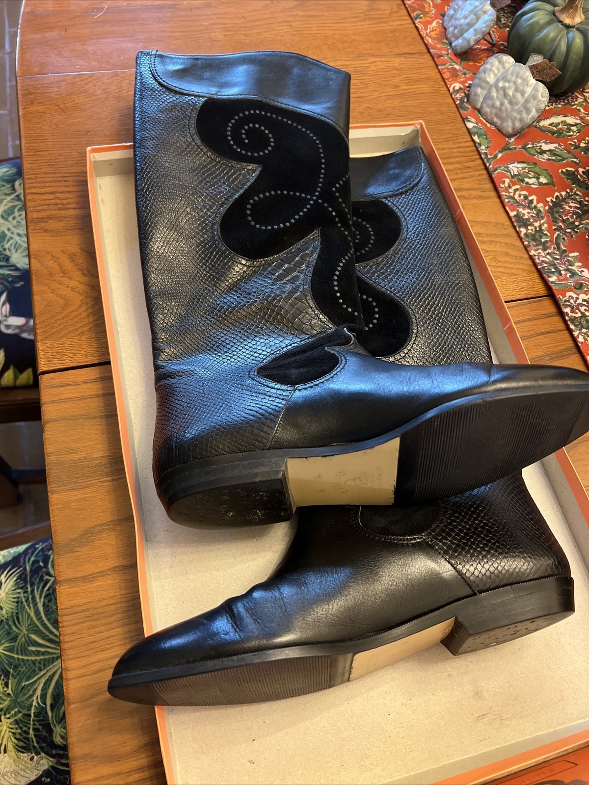 Eclisse Women's Black Leather Tall Almond Toe Made In Italy Boots Size 8N | eBay