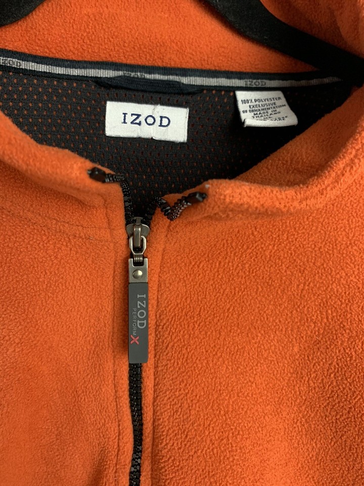 Izod PerformX Pull Over 1/4 Zip Mens Orange Inner Fleece Size XL Extra ...