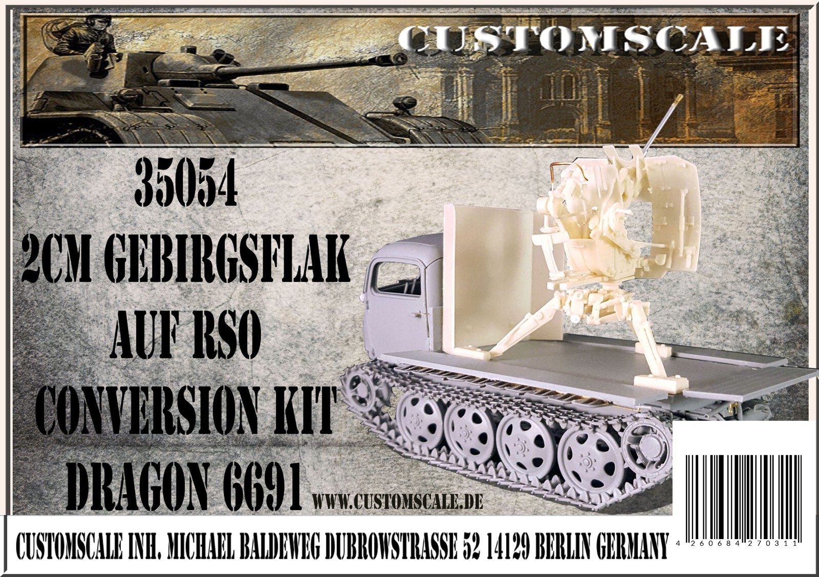 CS 35054 2cm Gebirgsflak 38 auf RSO Conversion kit Dragon 6691 ...