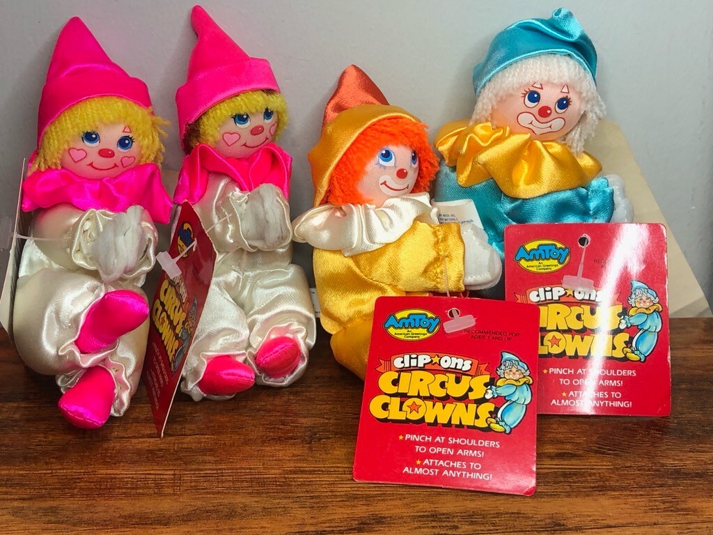 Vintage Lot of 4 New 1984 AmToy Clip-on Circus Clown with tags 5'' | eBay