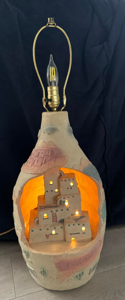 Vintage Lamp Navajo Southwestern Pueblo Adobe Mesa Kitschy Works! | eBay