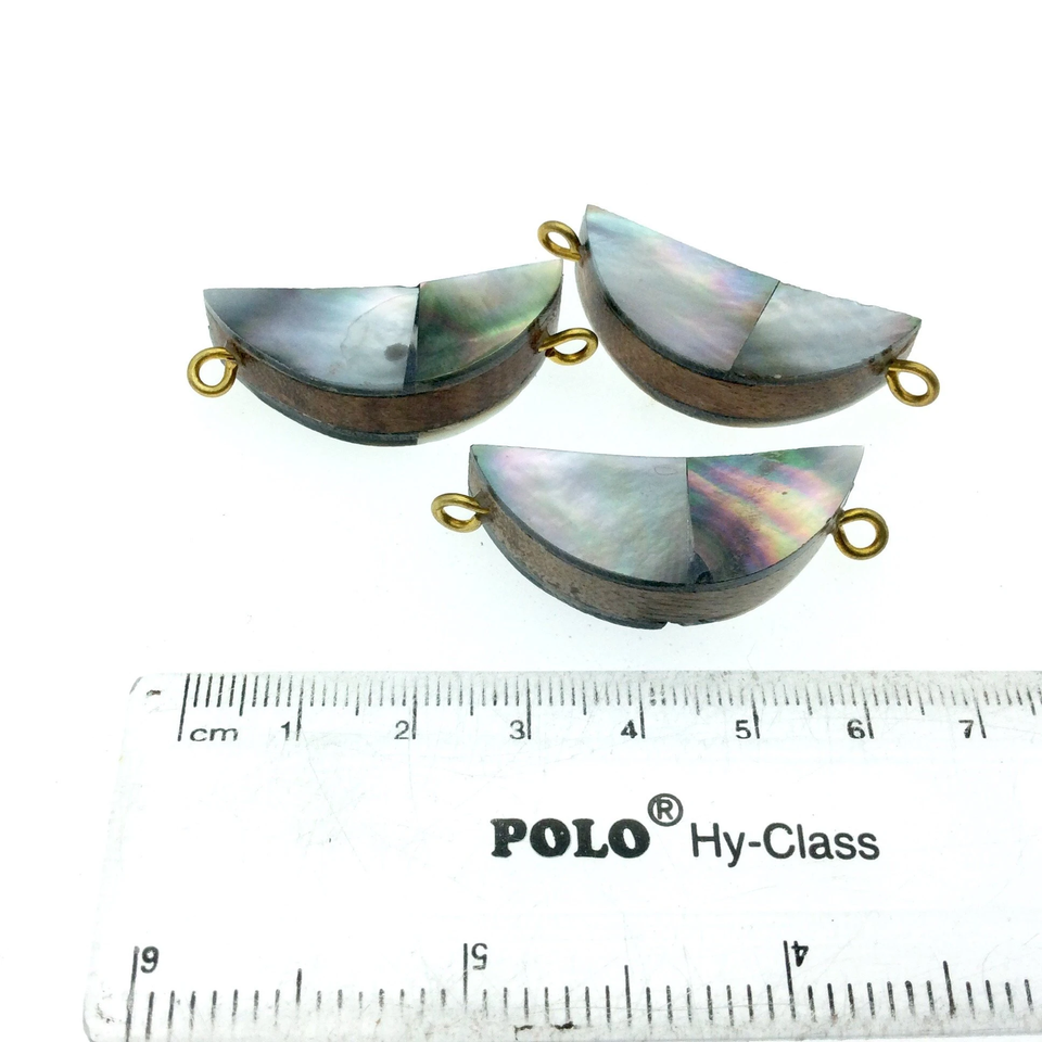 Silver Gray Crescent Shaped Natural Shell Focal Connector - 14mm x 35mm ...