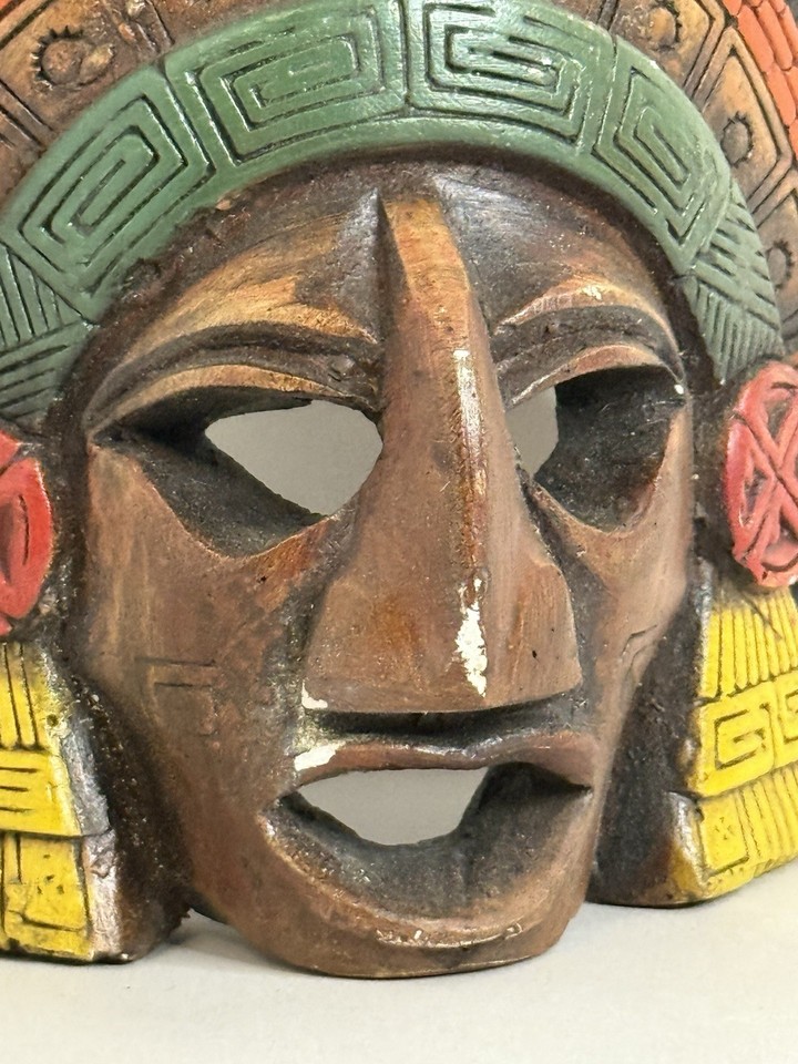 Aztec Mayan Warrior Painted Wall Decor Mask Ceramic | eBay