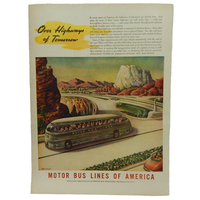 1945 MOTOR BUS LINES OF AMERICA OVER HIGHWAYS OF TOMORROW ...