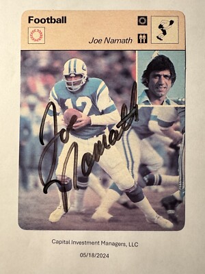 CIM 1977 Sportscaster Joe Namath Signed Card Autographed HOF NY ...