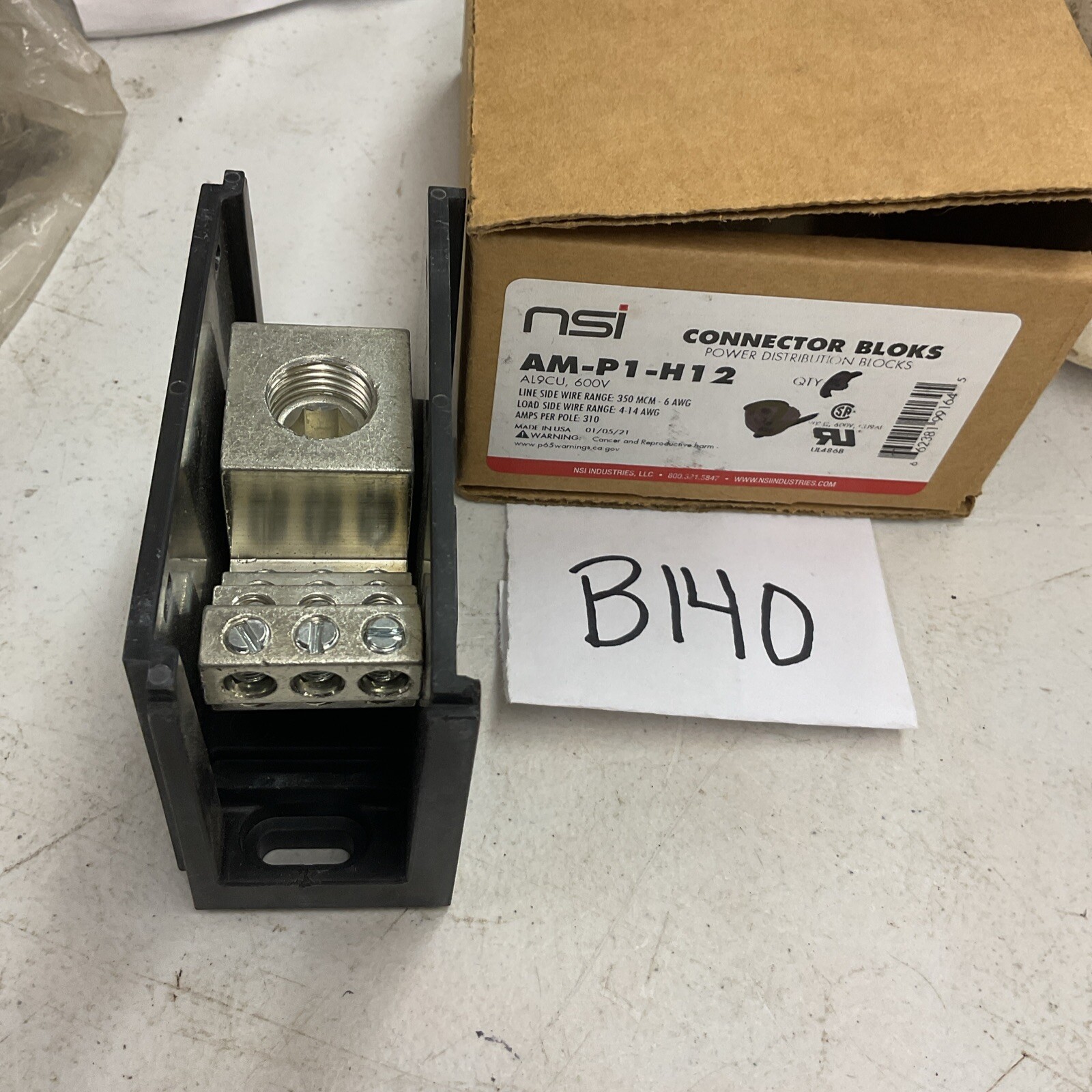 NSI AM-P1-H12 1-Pole, 4-14AWG, 310 AMPS PER POLE, Connector Block- ECS ...