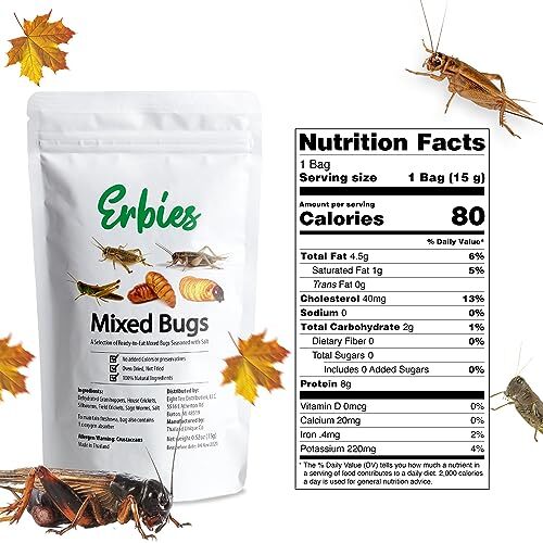 Erbies Edible Bugs Mixed Trail Mix, 15G Bag, Seasoned and Crunchy ...