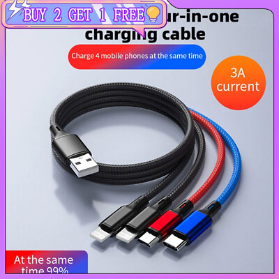 4 in1 Multi Head USB Charger Charging Cable for Most Devices NEW UK Sam ...