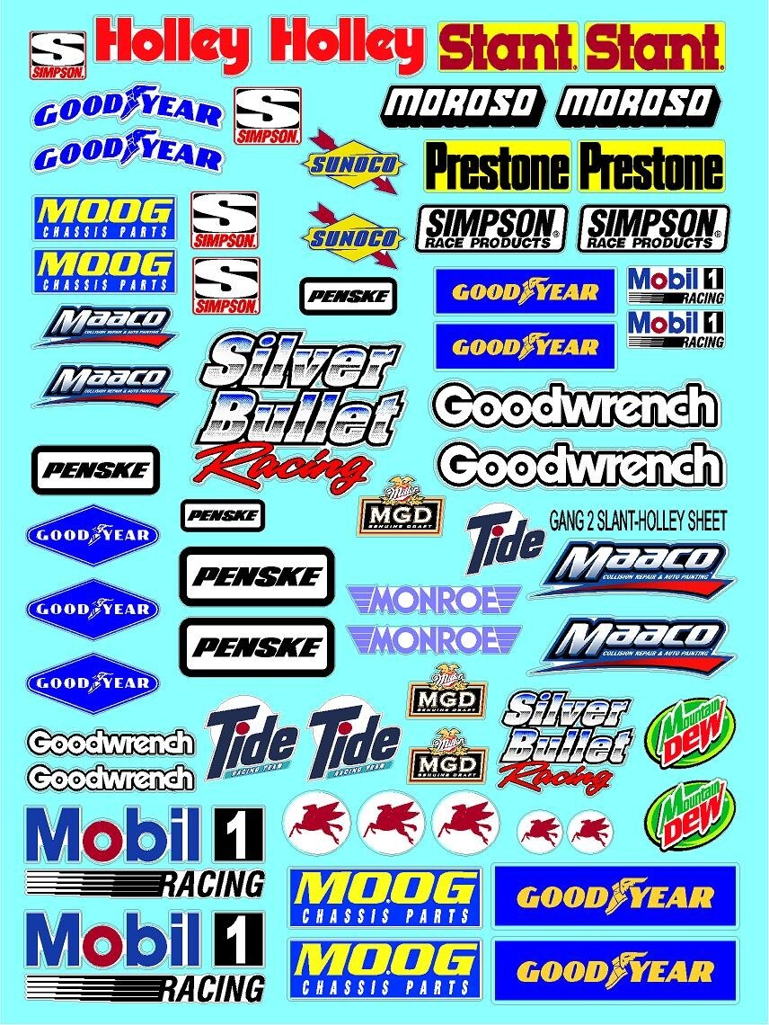 CLEAR VINYL RACING Sticker Sheet #1 SLANT-R/C MODEL Die-cut -Decals 1/8 ...