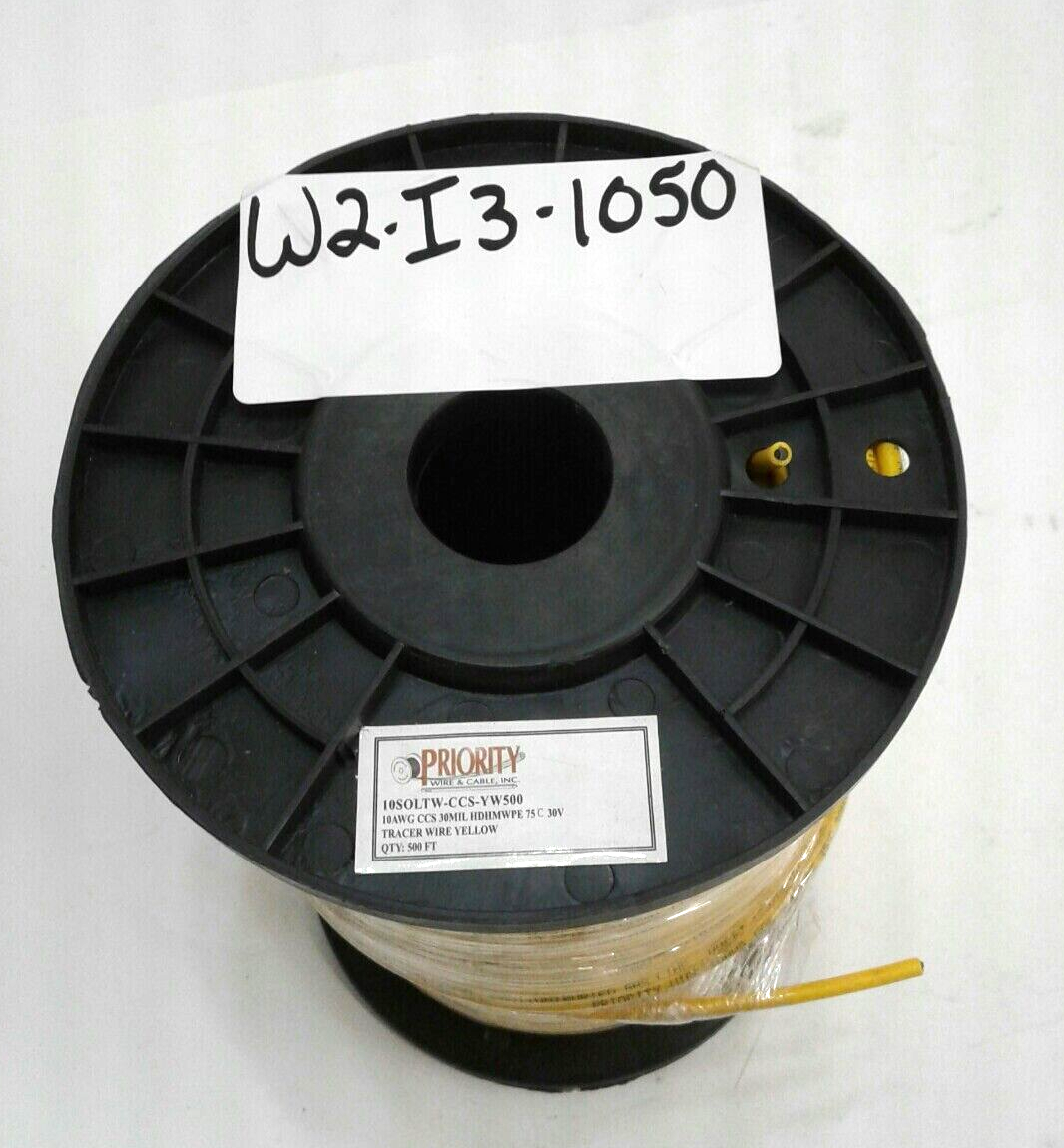 Priority 10SOLTW-CCS-YW500 Tracer Wire 10AWG 30mil 75°C 30V Yellow 500 ...