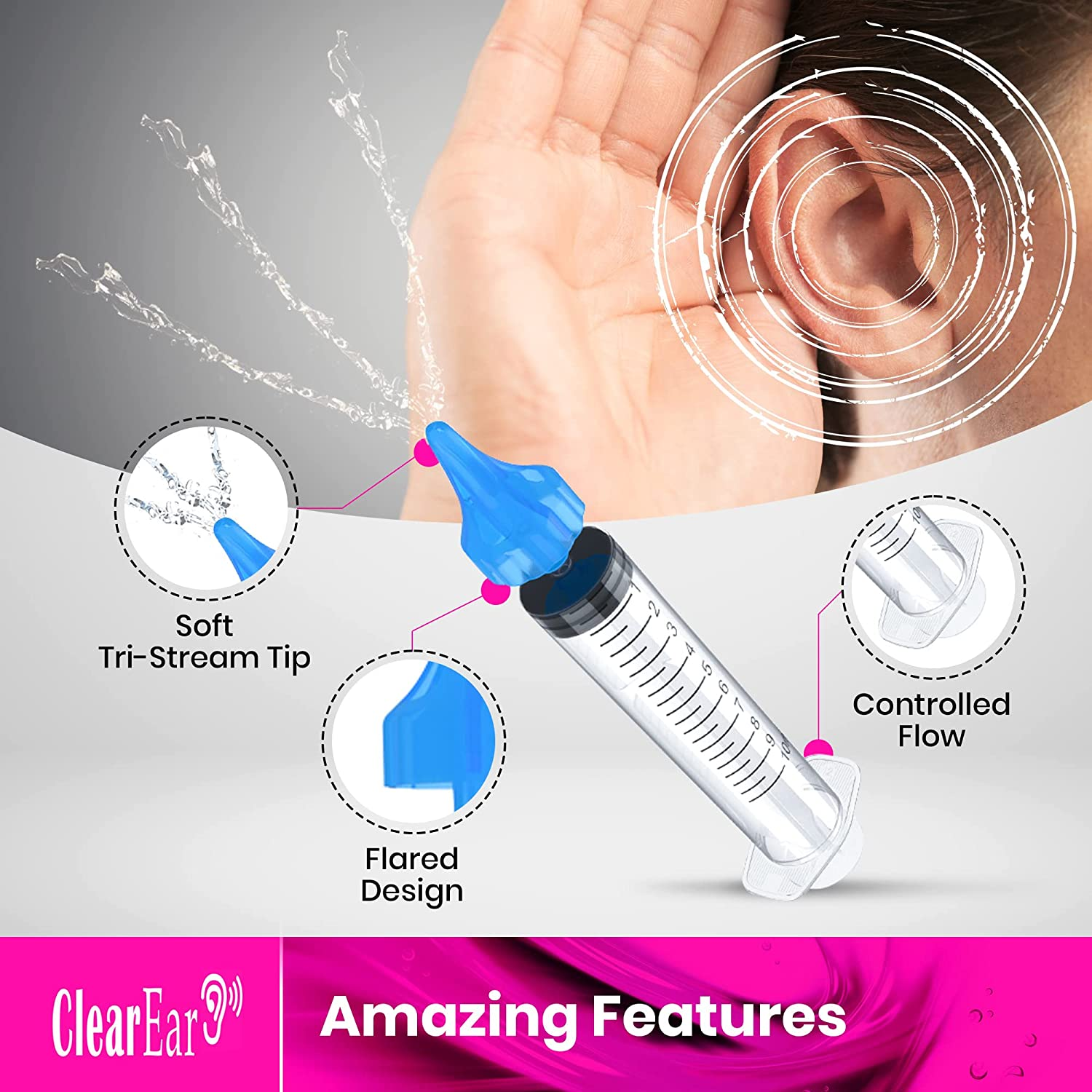 Ear Cleaner - Clearear Ear Syringe with 3 Pcs Ear Irrigation Tips - Get ...