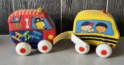 Melissa & Doug Pull Back Cars Soft Baby Toy Bus K's Kids Set Of 2 | eBay