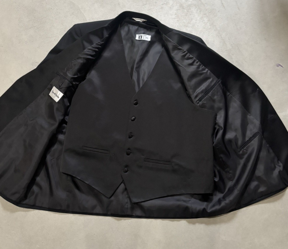 5 Piece Gerald Austin Tuxedo Suit Jacket Pant 46x32"Suspenders Bow Tie ...