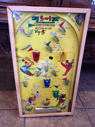 VTG PINBALL 5-IN-1 ELECTRIC POOSH-M-UP "BIG FIVE" GAME NORTHWESTERN ...