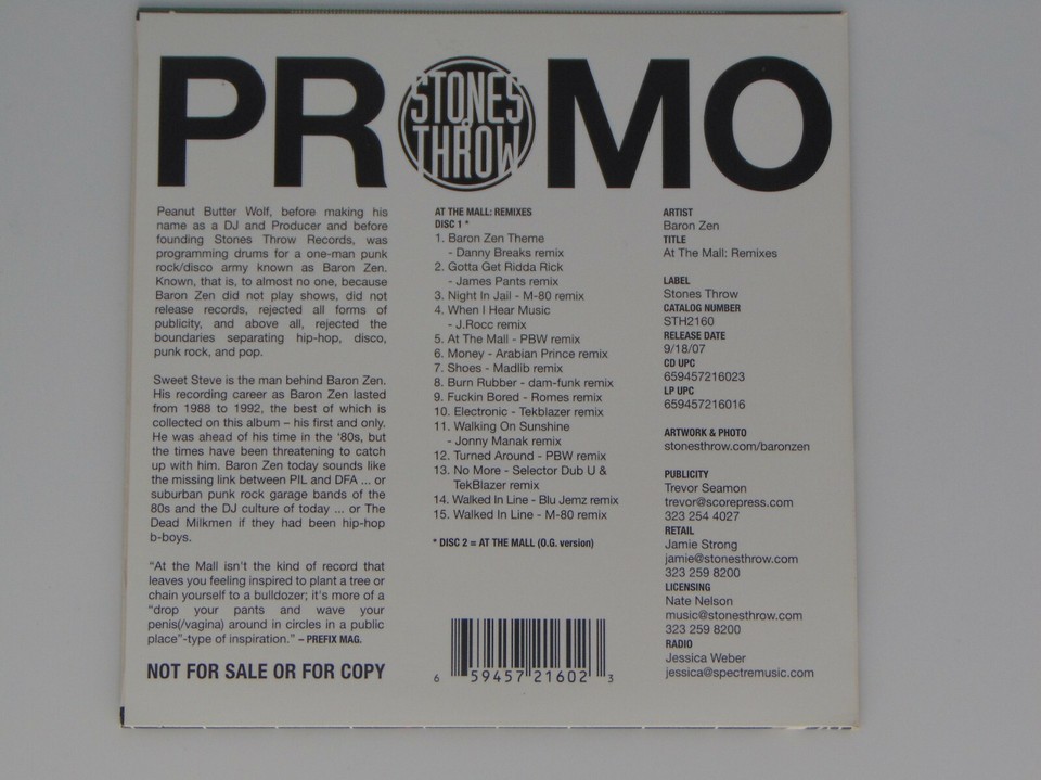 BARON ZEN - AT THE MALL: REMIXES - CD, 2007 - PROMO | eBay