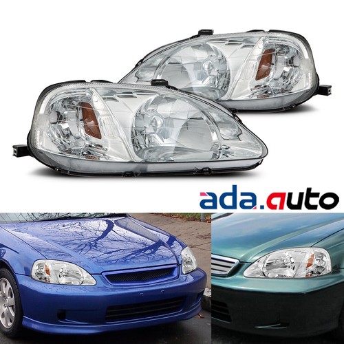 For 1999-2000 Honda Civic EK EJ LX EX SI Clear Headlights Replacement ...