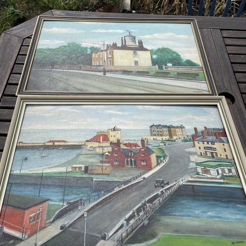 2 X W Horne Original Oil Board Paintings Lowestoft Lighthouse & Bascule ...