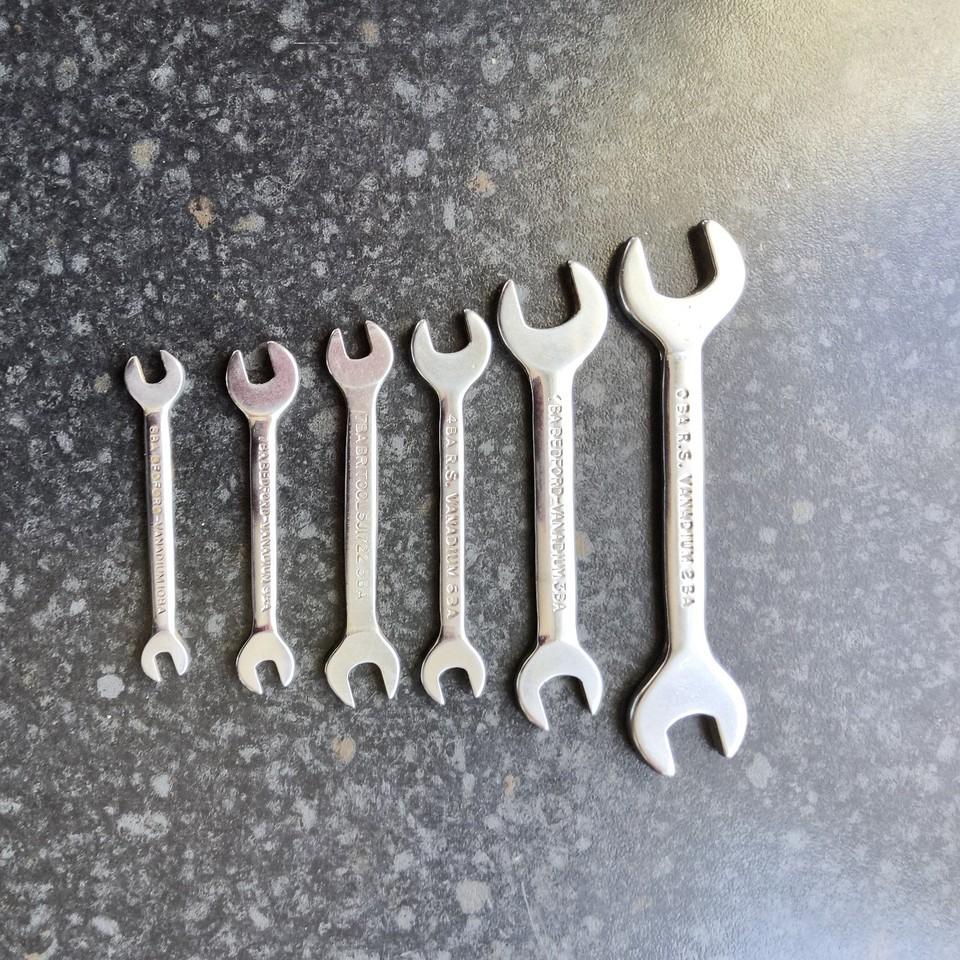 Collection of 6qty BA open ended spanners for model Engineering etc ...