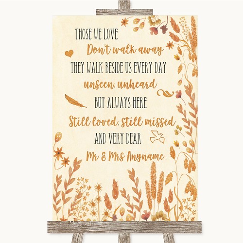 Autumn Leaves In Loving Memory Personalised Wedding Sign | eBay UK